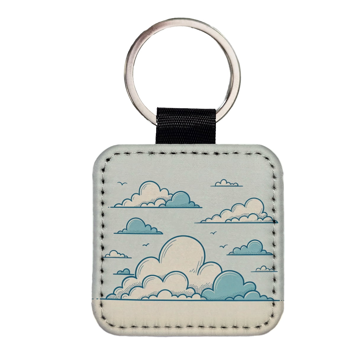 Puffy Clouds Minimalist Style Faux Leather Square Keychain - Walmart.com
