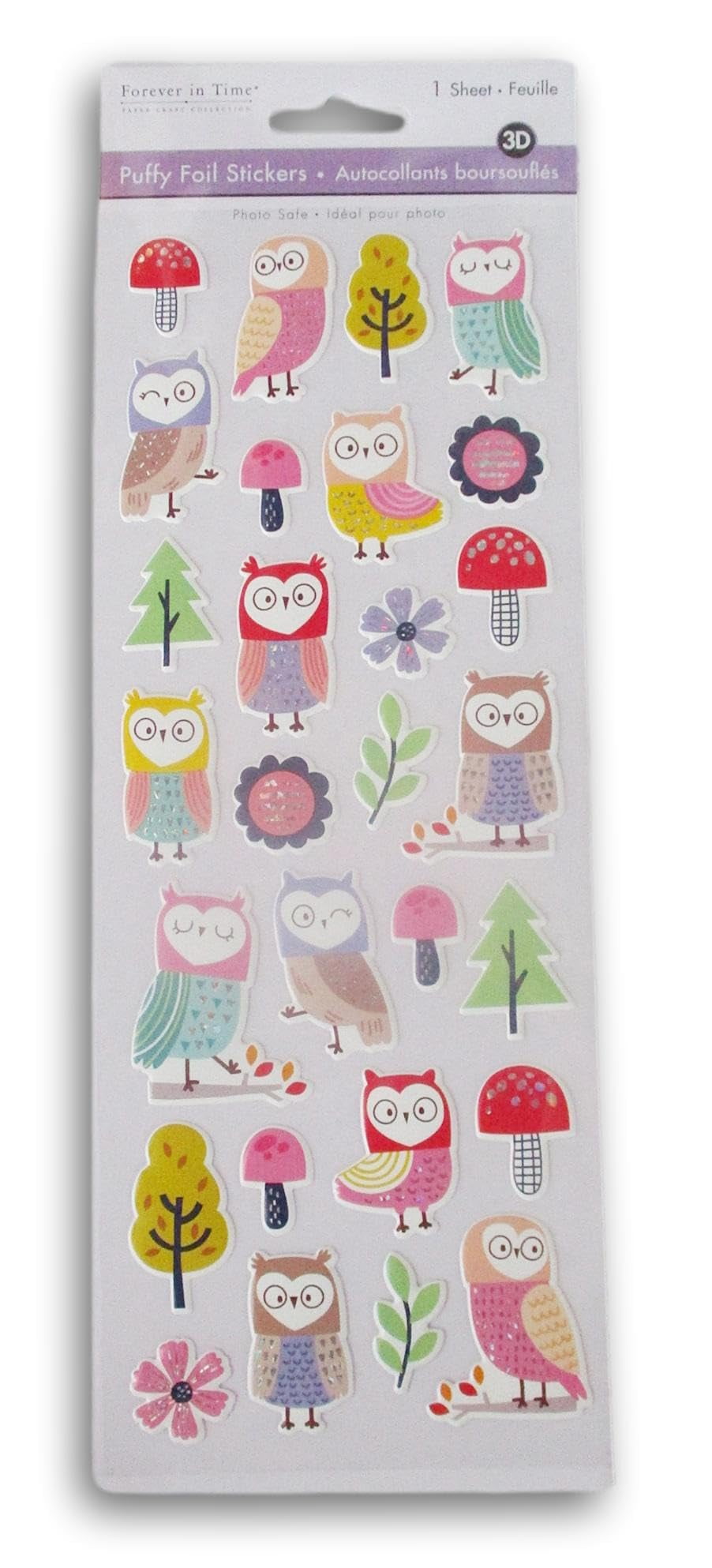 Puffy Foil Owl Stickers for Crafts, Cardmaking, Scrapbooks, Classroom ...