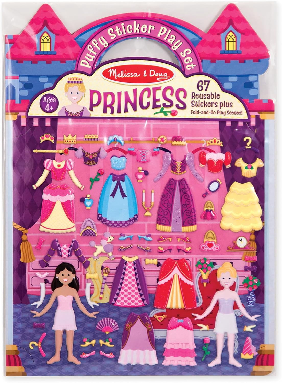 Puffy Sticker Play Set – Princess, 67 Reusable Stickers with 2 Fold-Out ...