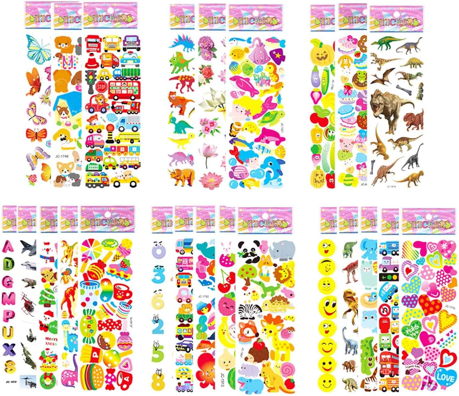 Puffy Stickers for Kids Toddlers, Small 3D Sticker Variety Pack, Kid ...