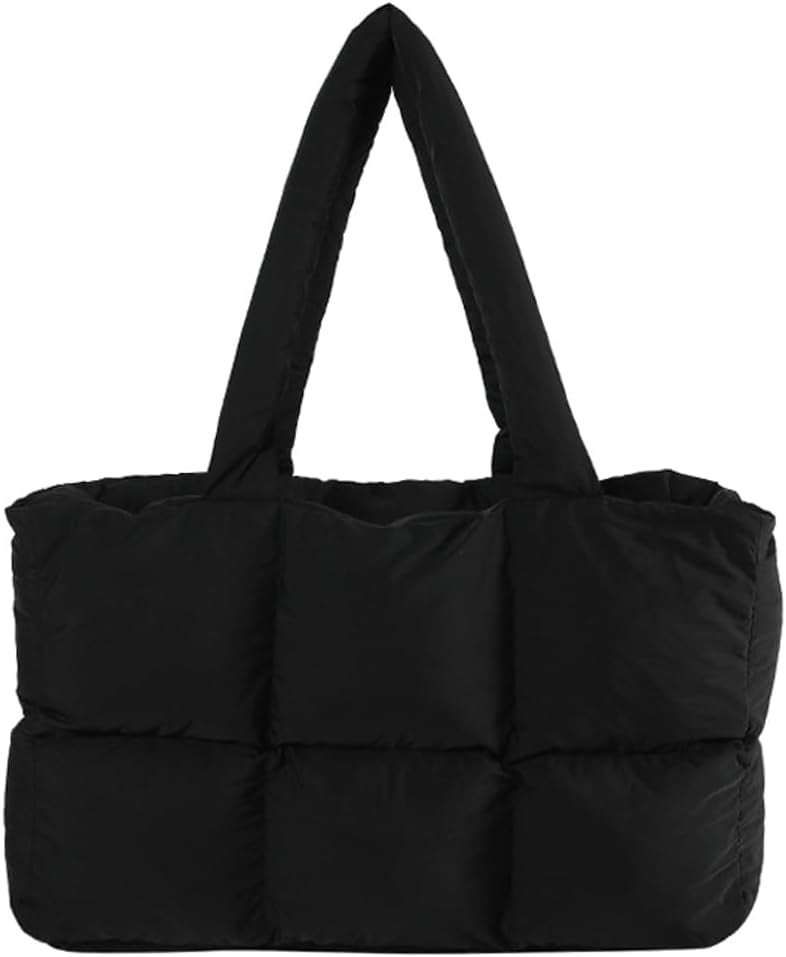 Puffy Tote Bag Purse fir Women Quilted Shoulder Bag Slouchy Nylon Hobo ...