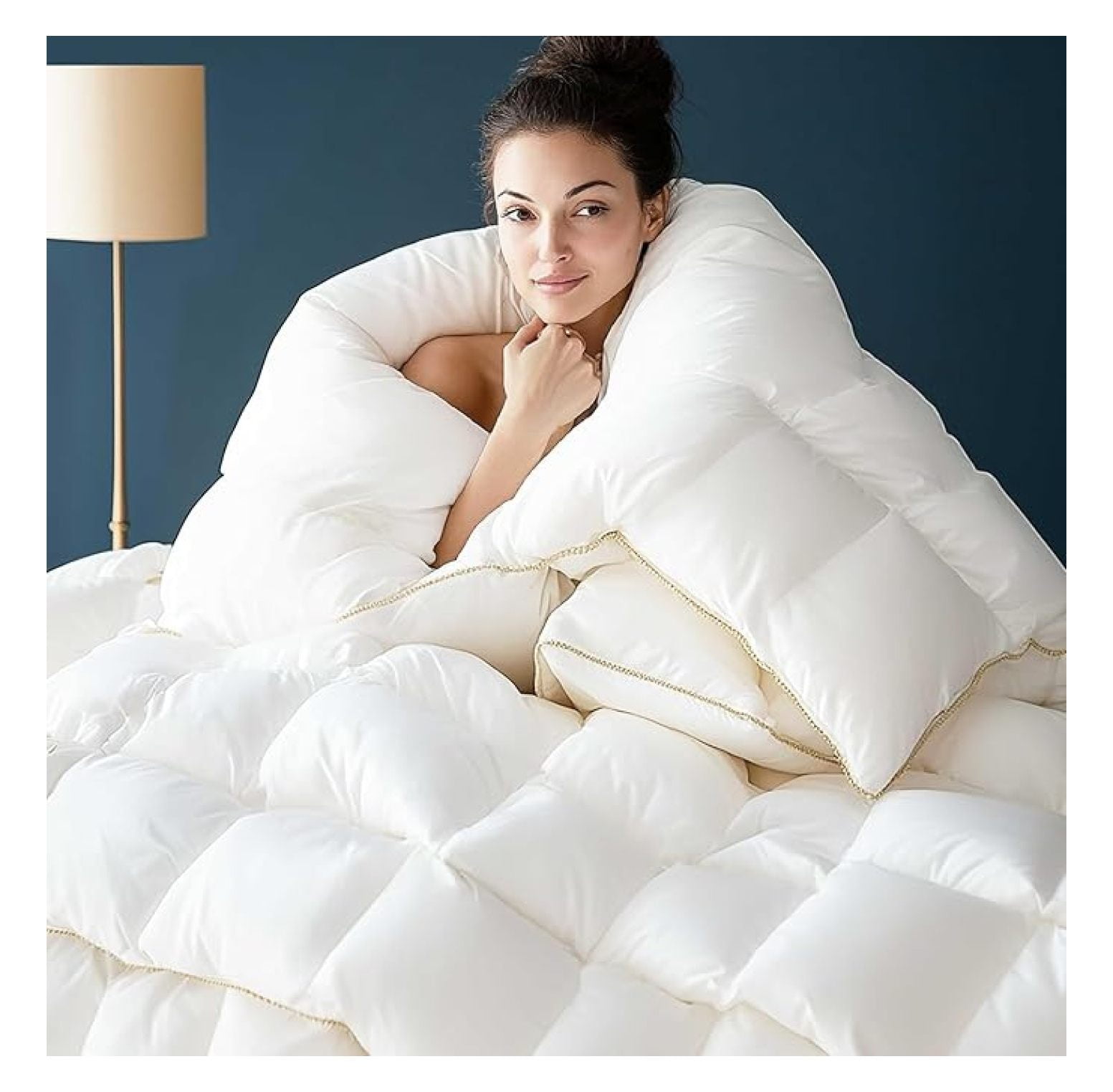 Puffy White Comforter Full Size with Down Fiber Filled, All Season ...