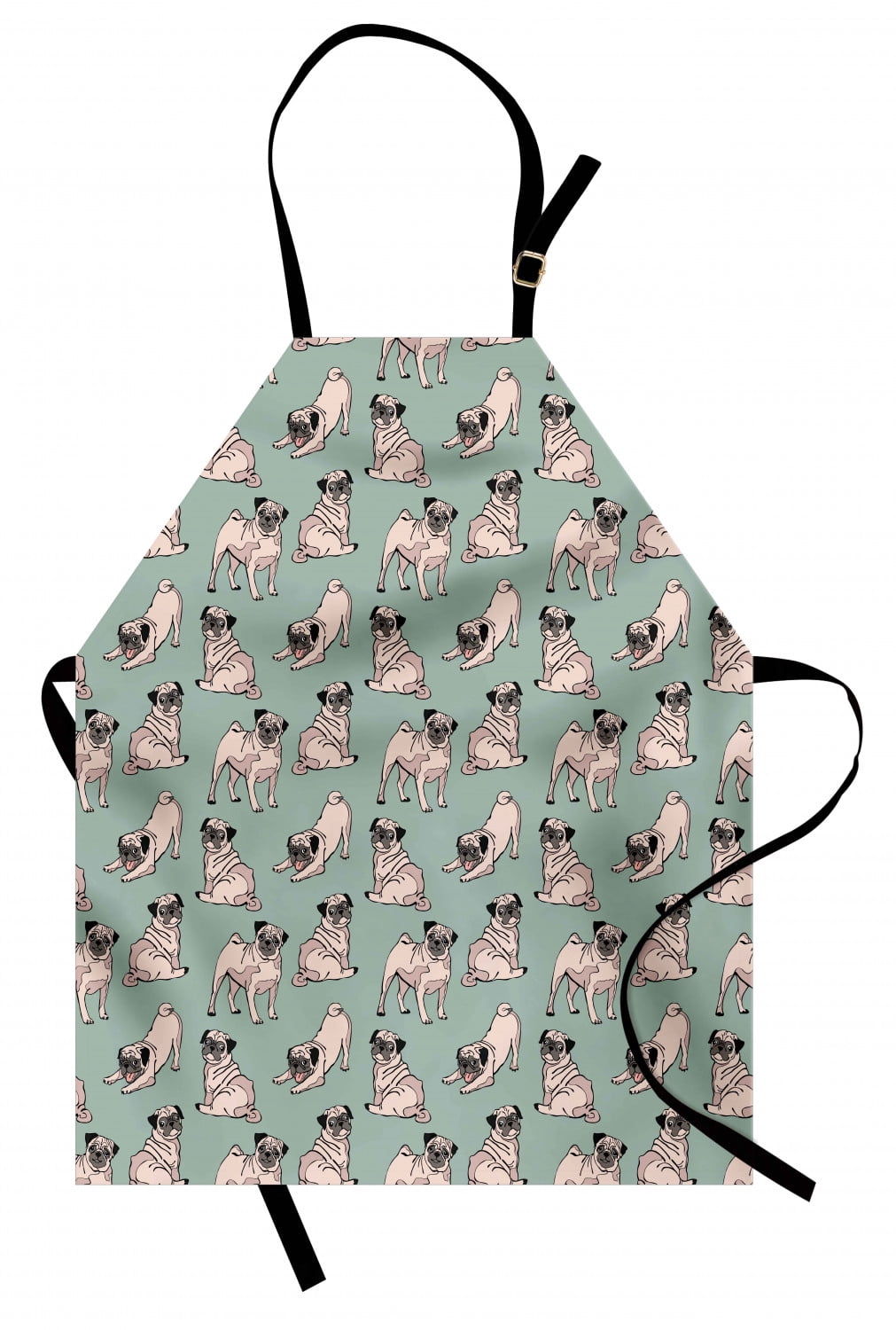 Pug Apron Dogs with Various States Sitting Standing Stretching Cute ...
