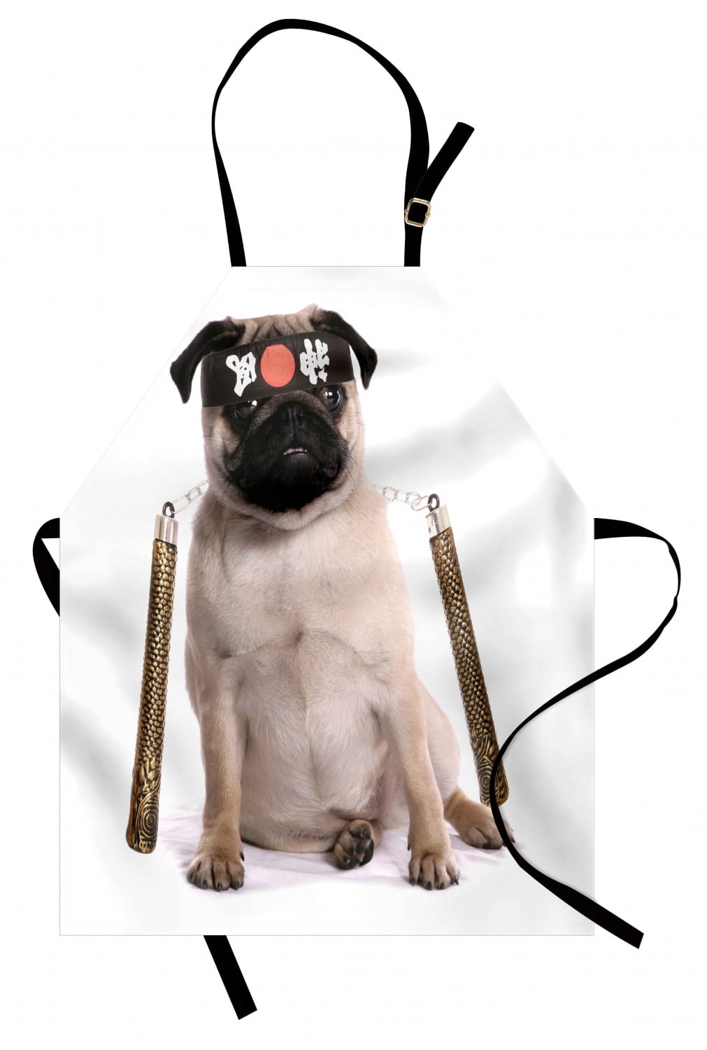 Pug Apron Ninja Puppy with Nunchuk Karate Dog Eastern Warrior Inspired ...