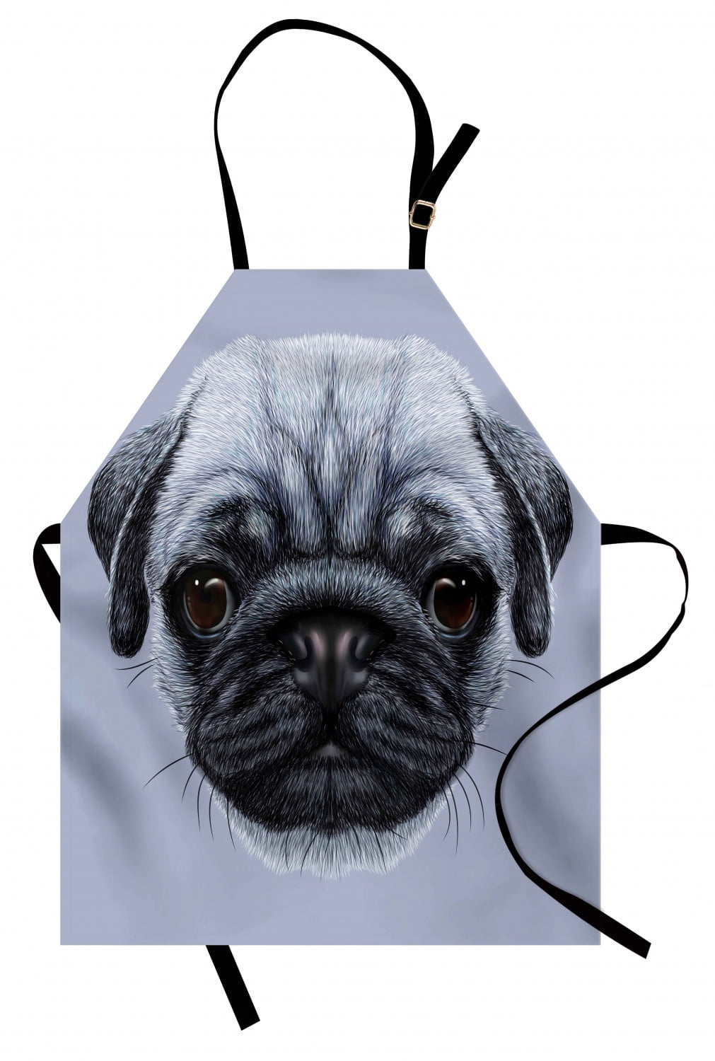 Pug Apron Realistic Style Detailed Young Dog with Cute Giant Eyes Pure ...