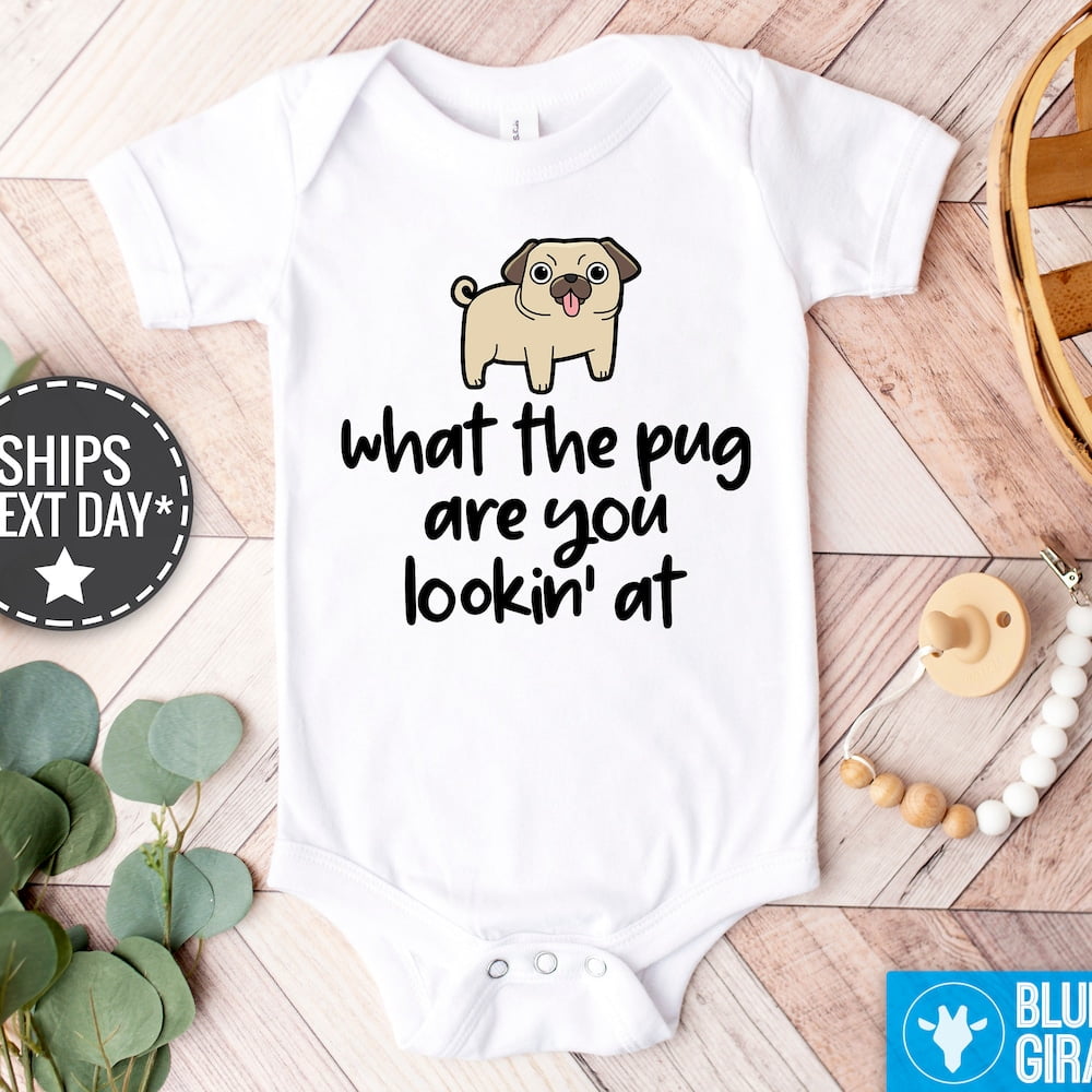 Pug Baby Onesie, Funny Baby Clothes, Hipster Baby Onesie, Cute What The ...