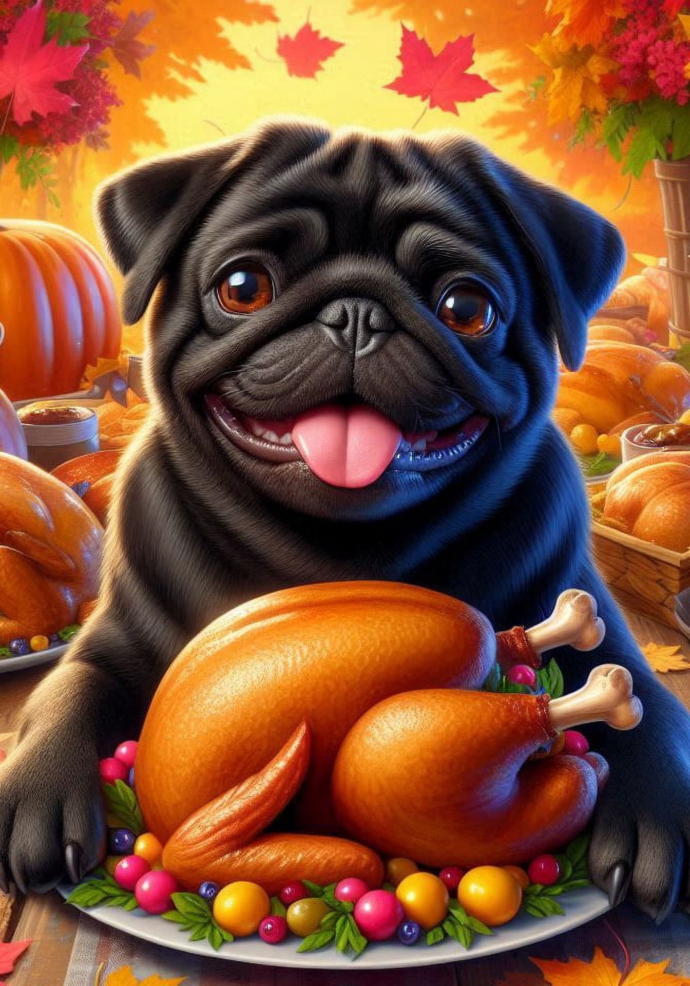 Pug Black - Best of Breed DCR Thanksgiving House Flag 28" x 40 ...