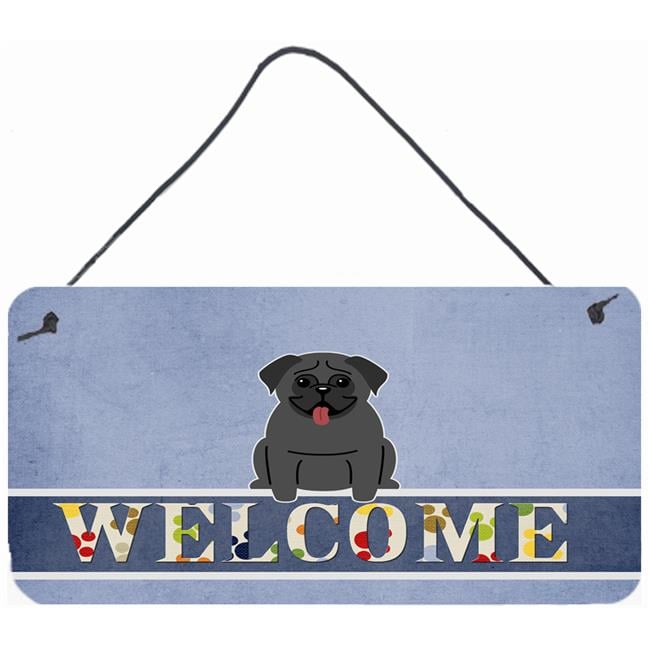 Pug Black Welcome Wall or Door Hanging Prints - Walmart.com
