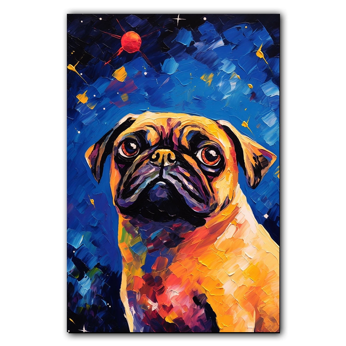Pug Canvas Wall Art Colorful Pet Canvas Oil Painting Canvas Print ...