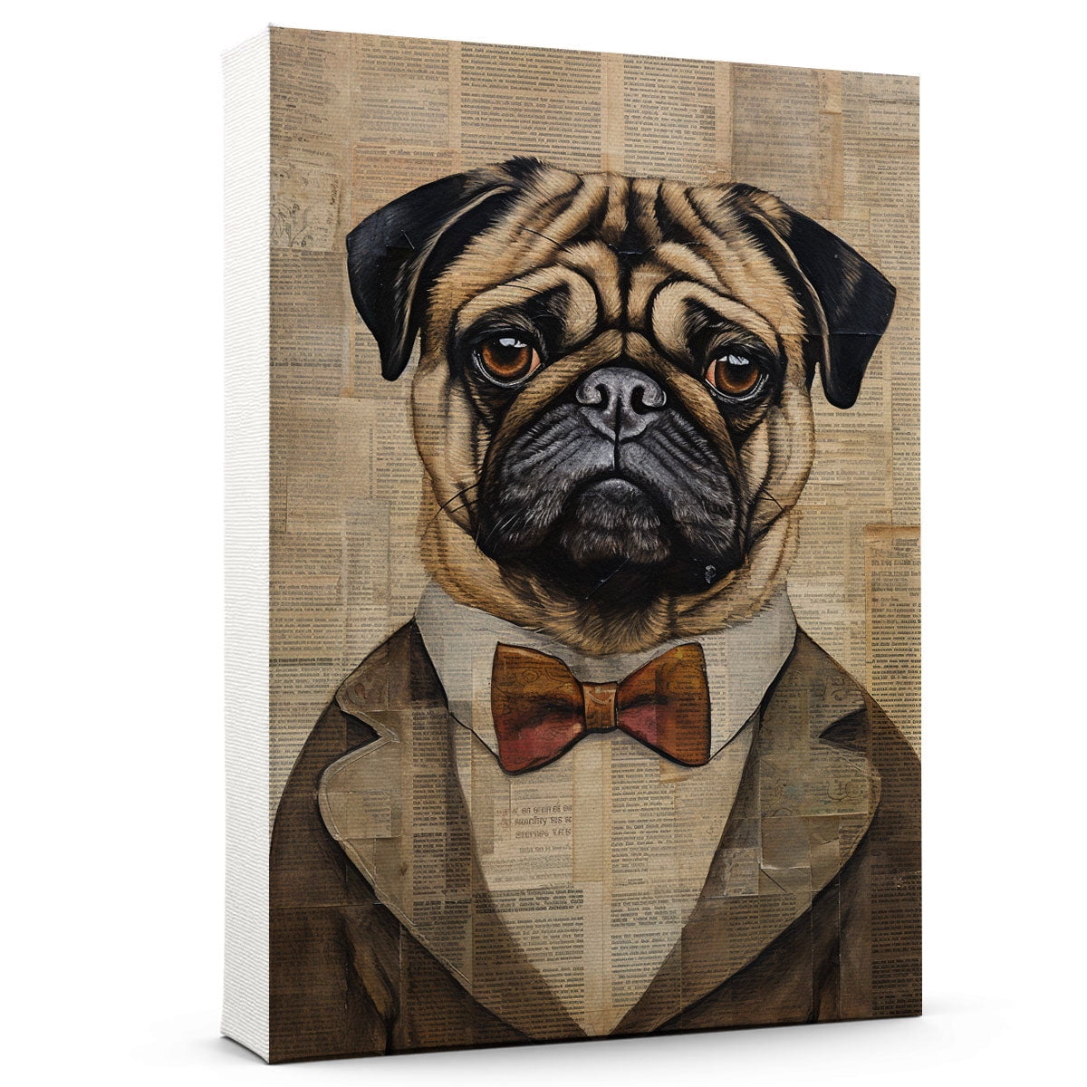 Pug Canvas Wall Art for Bathroom, Funny Dog Canvas Bedroom Wall Decor ...