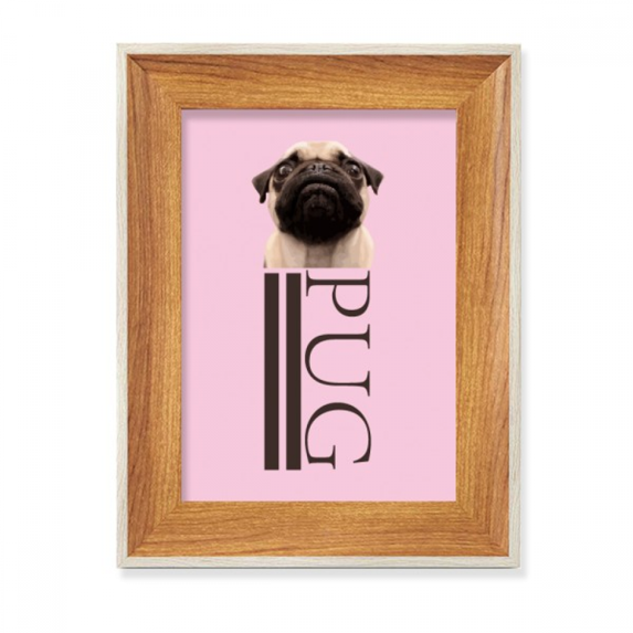 Pug Chin Animal Desktop Wooden Photo Frame Display Picture Art Painting ...
