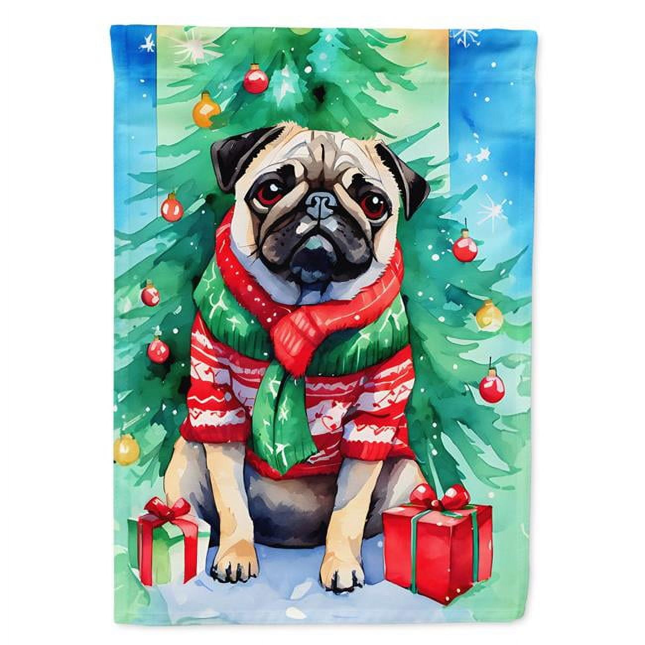 Pug Christmas House Flag 28 in x 40 in - Walmart.com