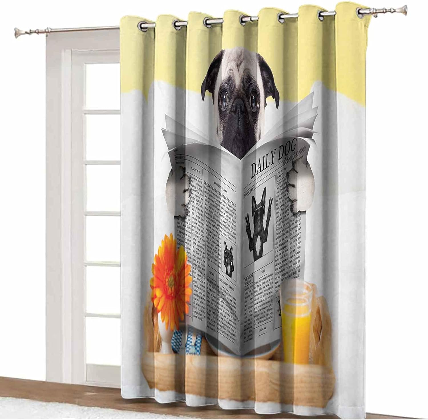 Pug Curtains for Sliding Glass Doors, 100 x 84 inches, Extra Wide ...
