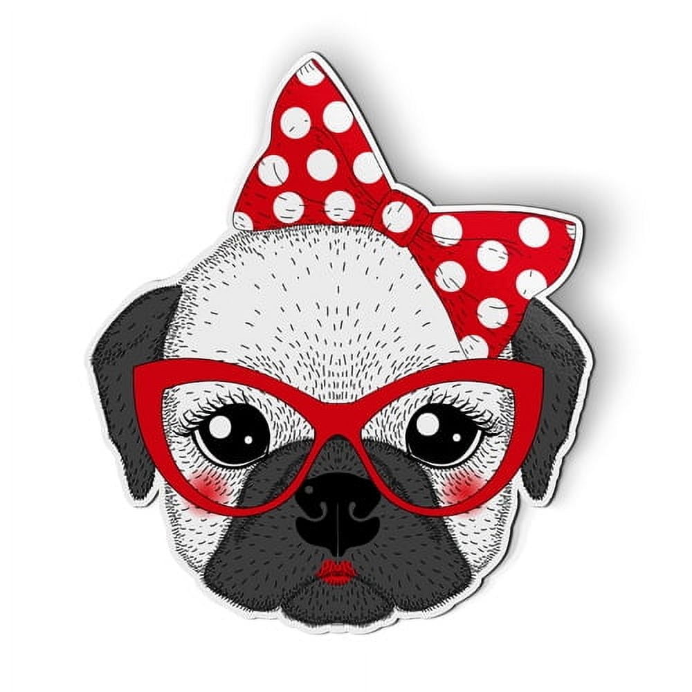 Pug Cutie Retro - 5" Magnet for Car Locker Refrigerator - Walmart.com