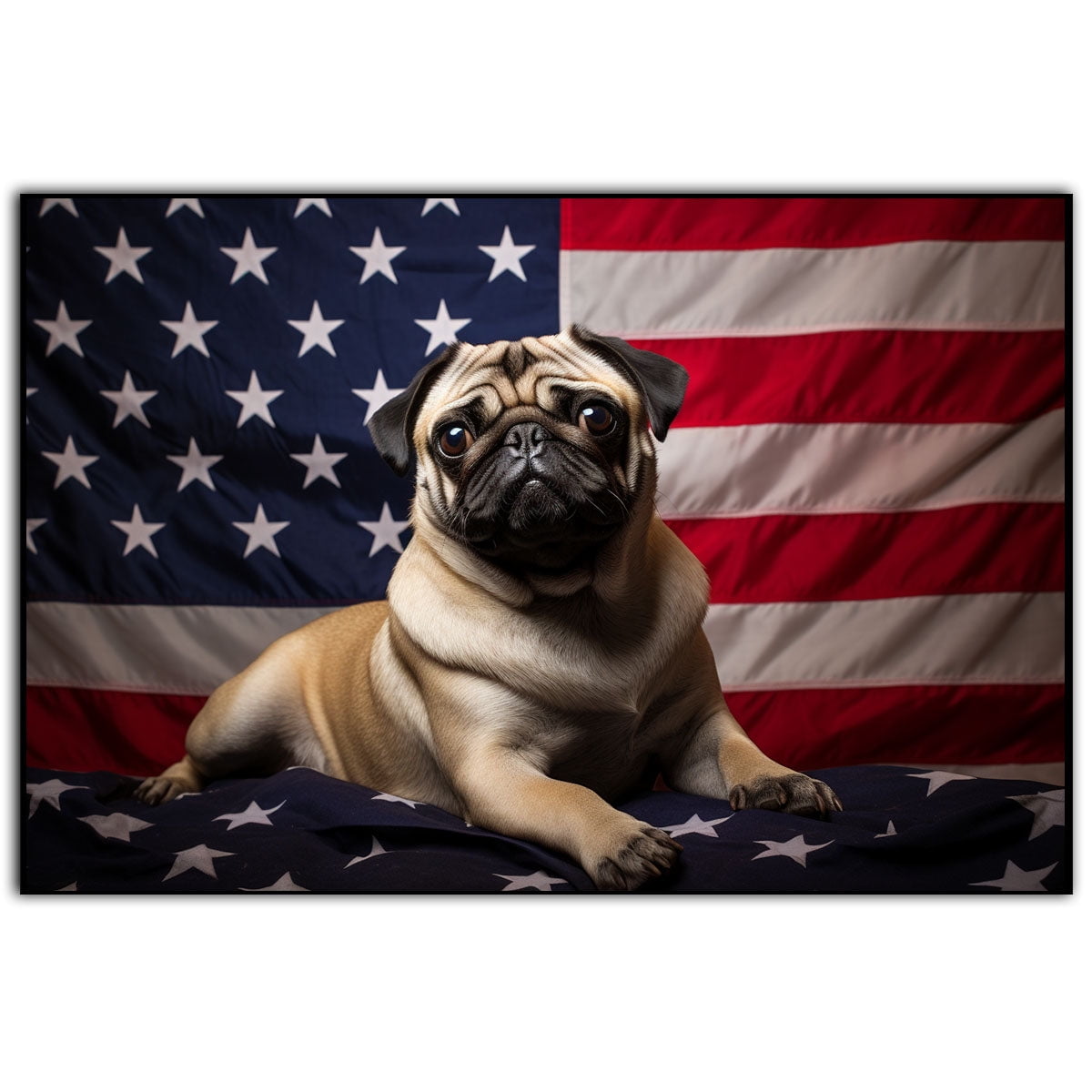 Pug Dog 4th of July Painting Canvas, Patriot American Dog Canvas ...