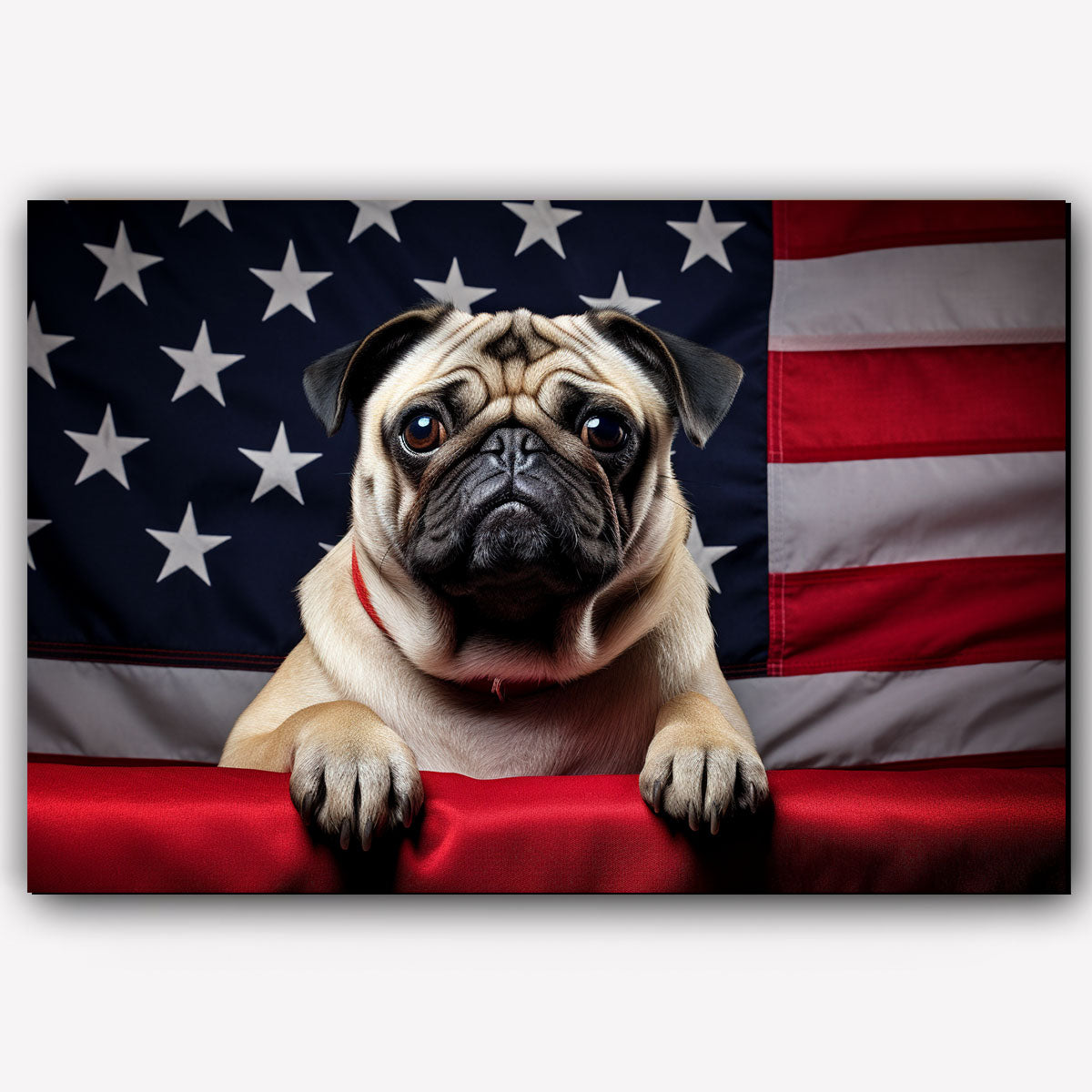 Pug Dog with American Flag Canvas Wall Art Dog Pictures for Wall Decor ...