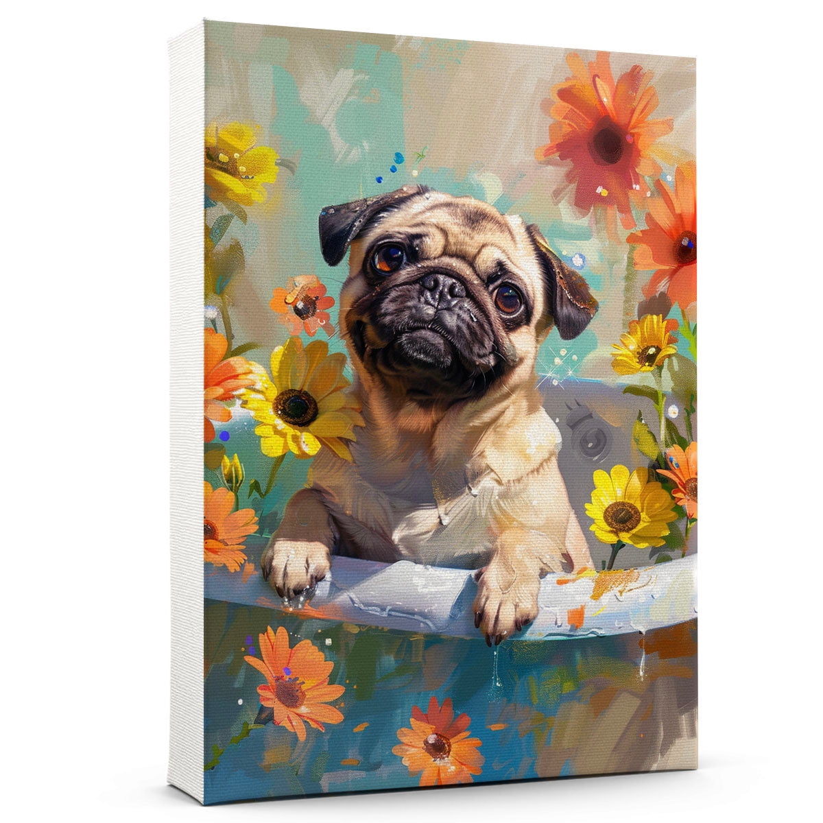 Pug Dog Bathroom Poster Print Farmhouse Bathroom Animals Wall Decor Dog ...
