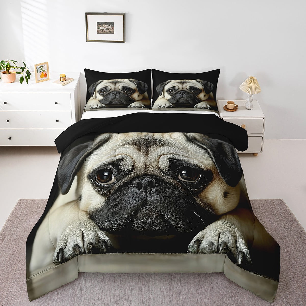 Pug Dog Bedding Twin Cute Animal Dog Comforter Set for Dog Loves,Lovely ...