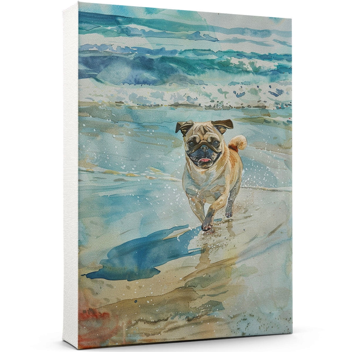 Pug Dog Canvas Wall Art Puppy Print Pet Paintings Artwork, Pug Dog ...