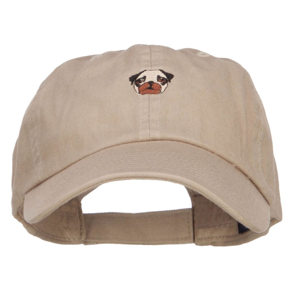 Pug Dog Face Embroidered Low Cap - Khaki OSFM - Walmart.com