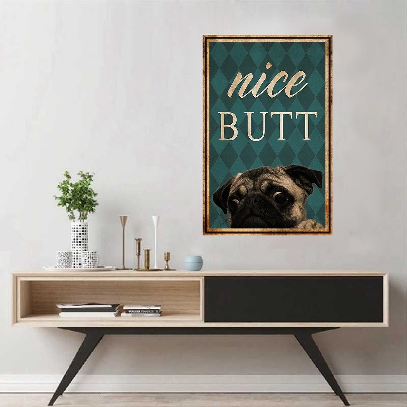 Pug Dog Nice Butt Funny Bathroom Poster 11 x 17 Inch Poster - Walmart.com