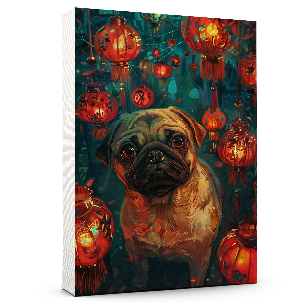 Pug Dog Picture Fantastic Poster Unframe, Pug Dog Canvas Frame Ready to ...