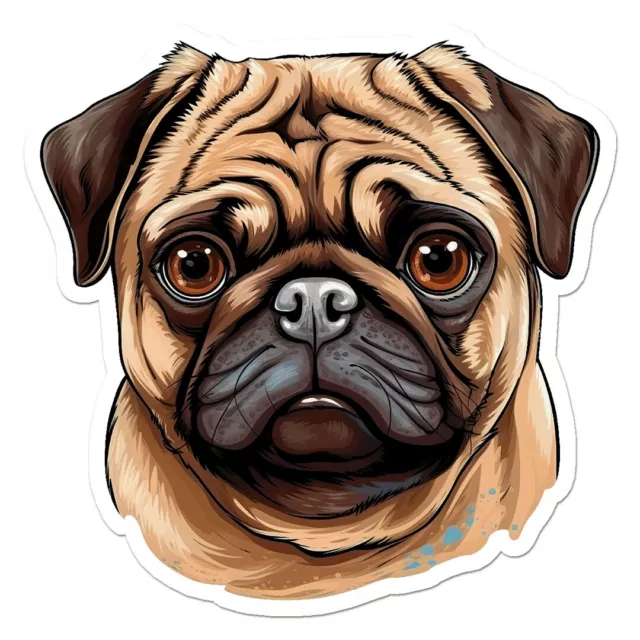 Pug Dog Sticker Phone Decal Water Bottle Stickers Car Decals, Laptop ...