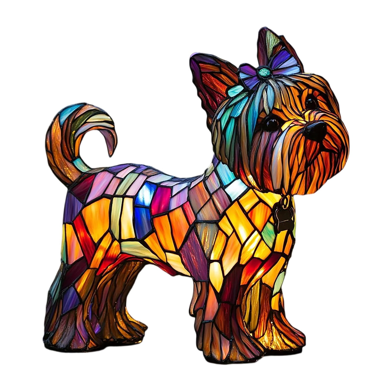 Pug Dog Table Lamp, Pug Lights, Small Stained Glass Lamp, Handmade Dog ...