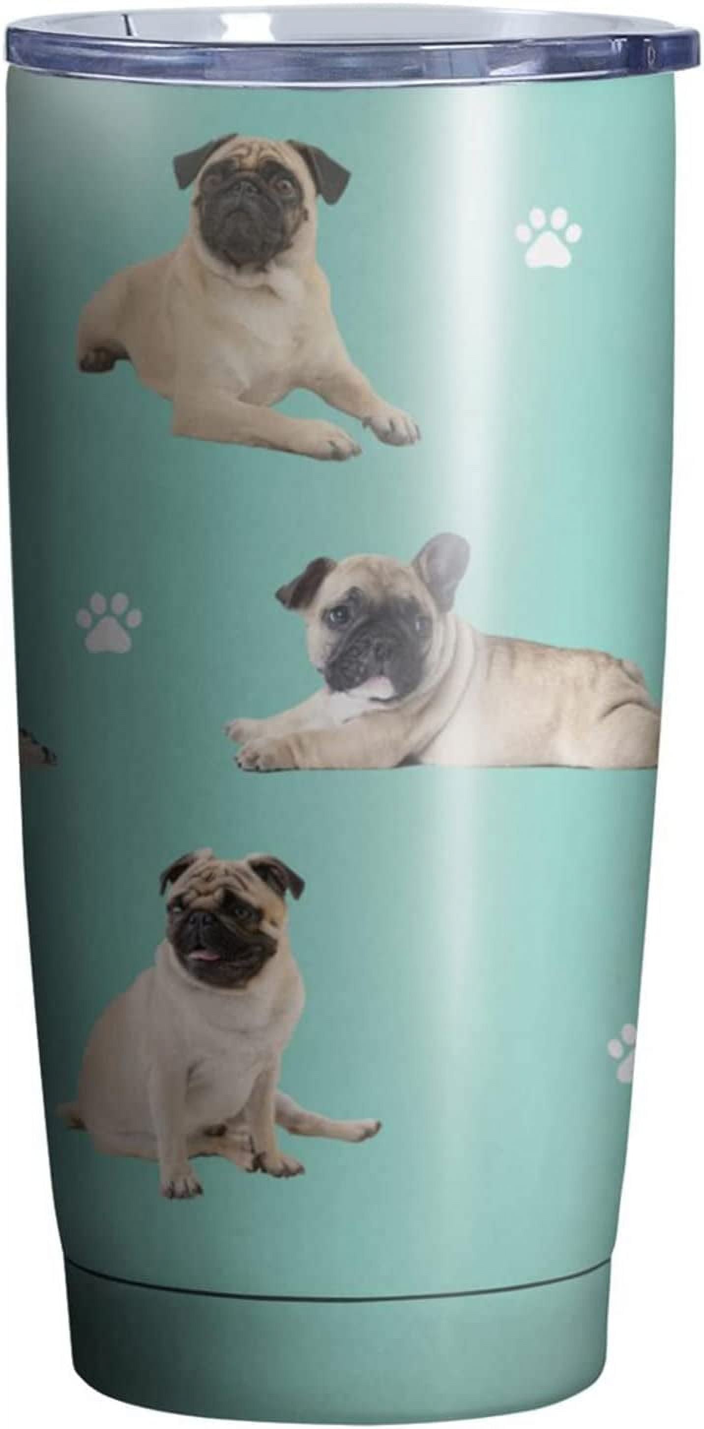 Pug Dog Tumbler Stainless Steel Insulated Travel Coffee Cups with Lid ...