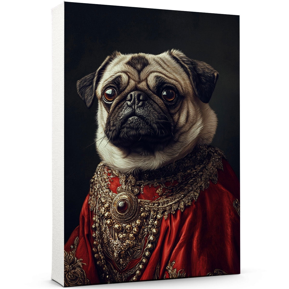 Pug Dog in Royal Costume Poster 8x12in, Funny Dog Poster, Dog Canvas ...