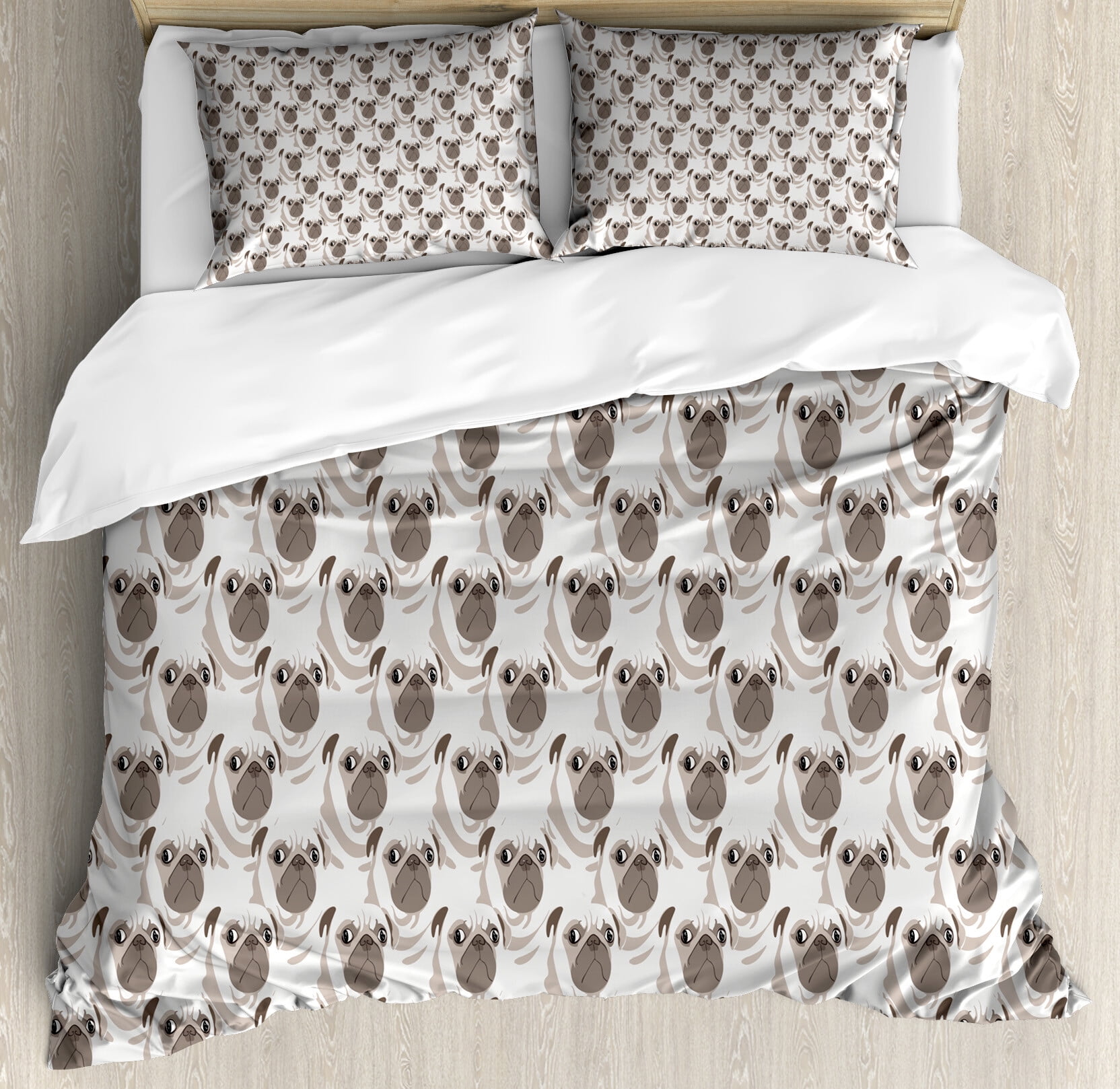 Pug Duvet Cover Set, Rhythmic Dog Attitude Surprised Face Pet Meme ...