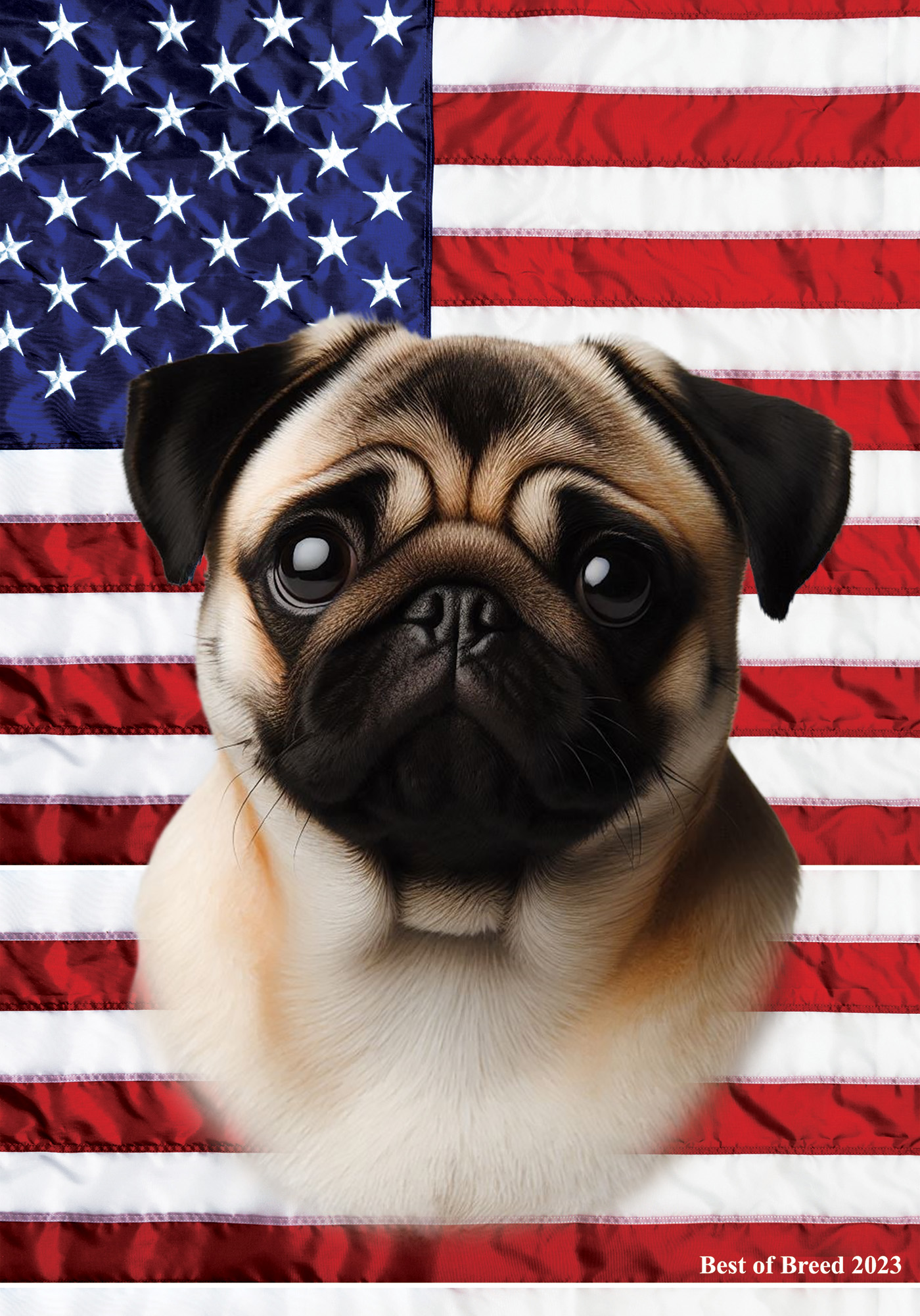 Pug Fawn - Best of Breed All-American Patriotic III House Flags - Walmart.com
