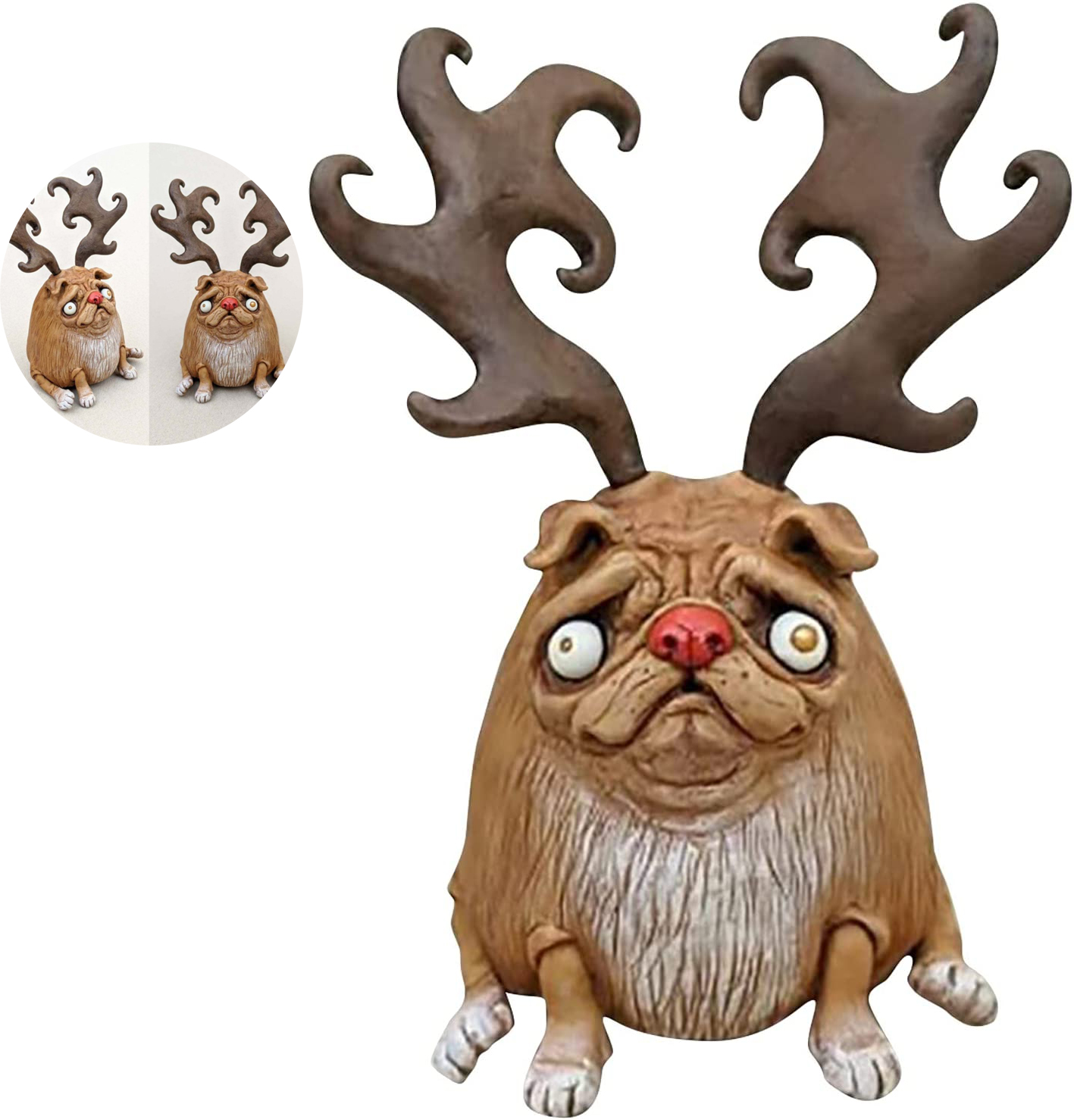 Pug Figurines Resin Garden Dog Statue Realistic Animal Sculpture for ...