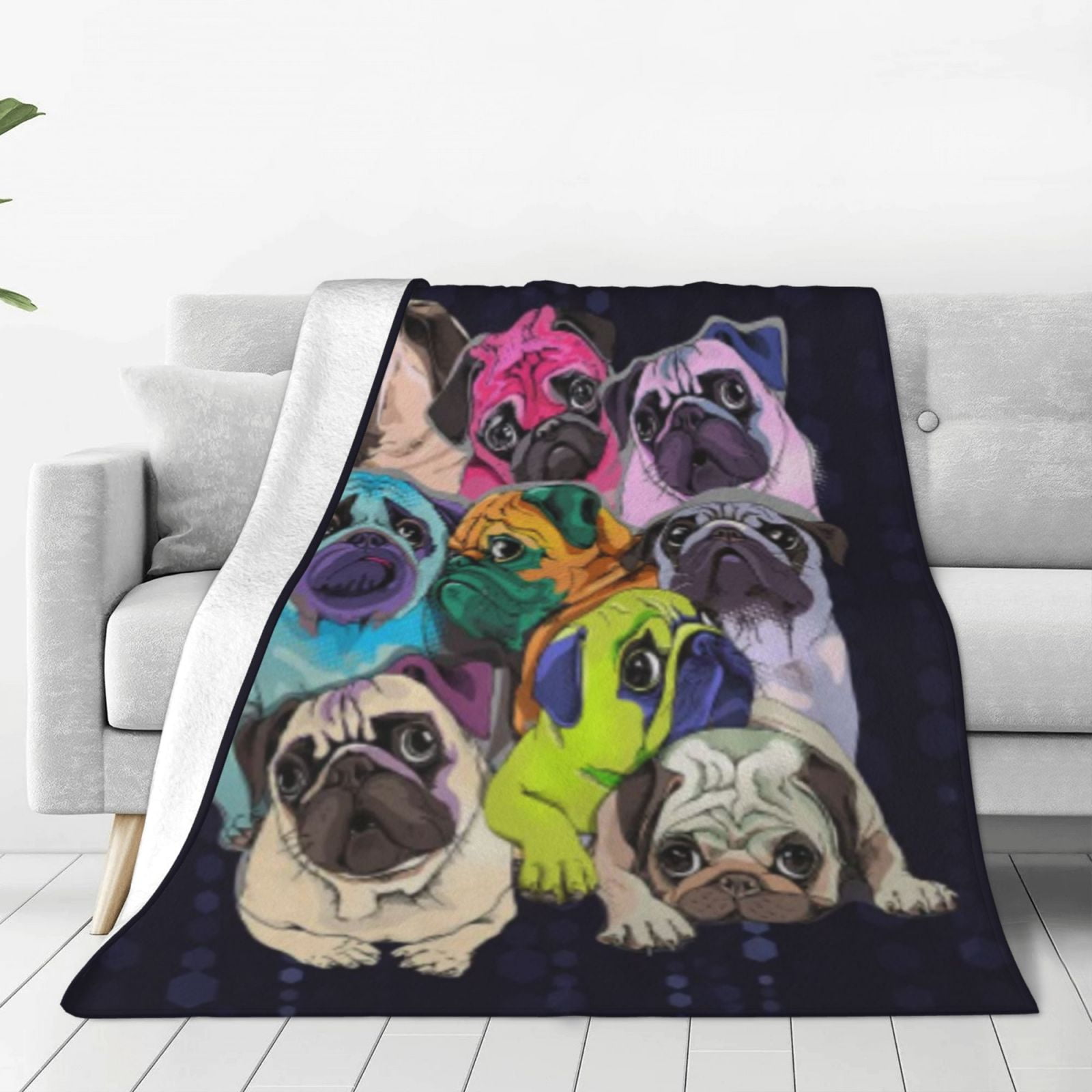 Pug Fleece Blanket Kids Pet Blanket Dog Plush Blanket Soft Blanket 50 ...