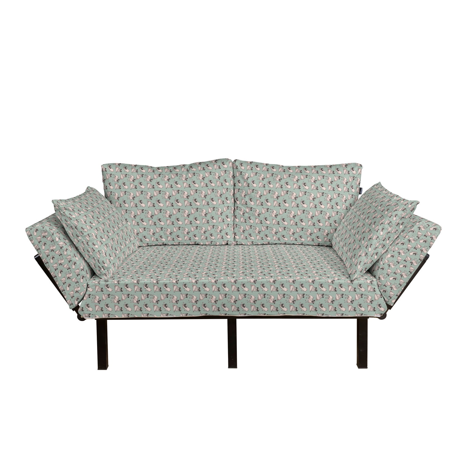 Pug Futon Couch, Dogs Various States Sitting Standing Stretching ...