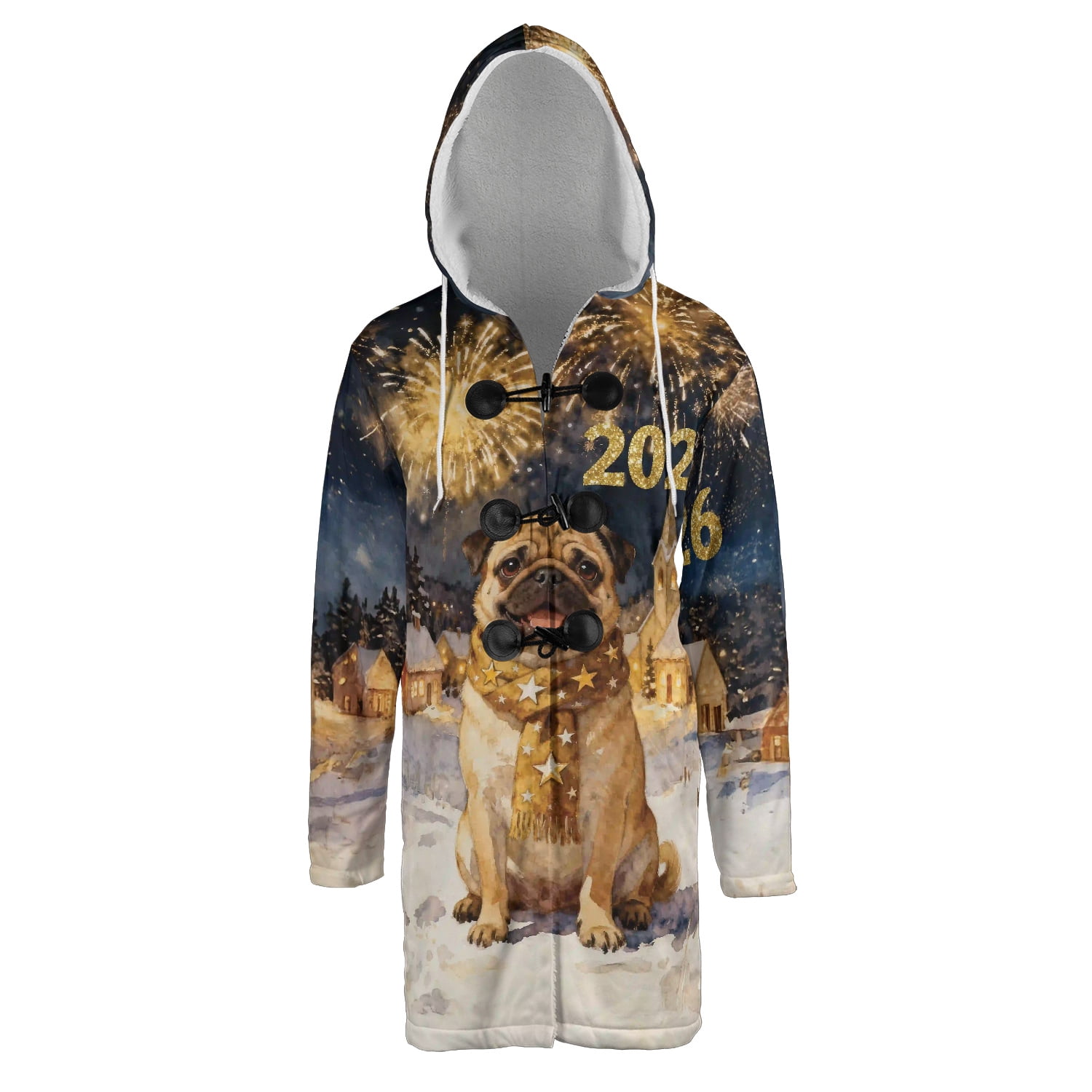 Pug Happy New Year 2026 with Fireworks on New Year's Eve All Over Print ...