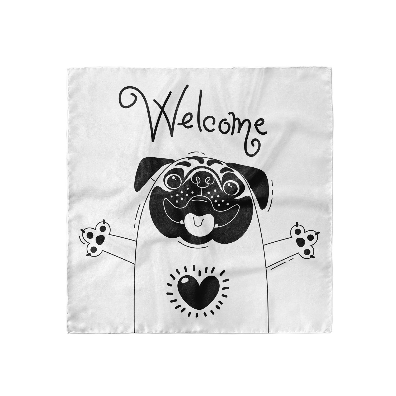 Pug Head Scarf, Black and White Dog, Head Wrap, 3 Sizes, by Ambesonne ...