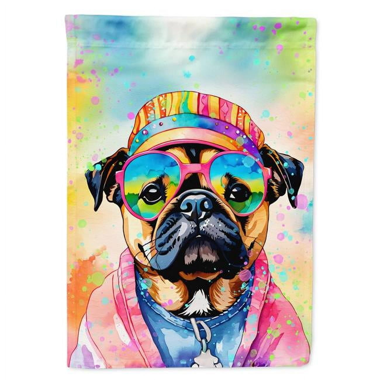 Pug Hippie Dawg House Flag 28 in x 40 in - Walmart.com