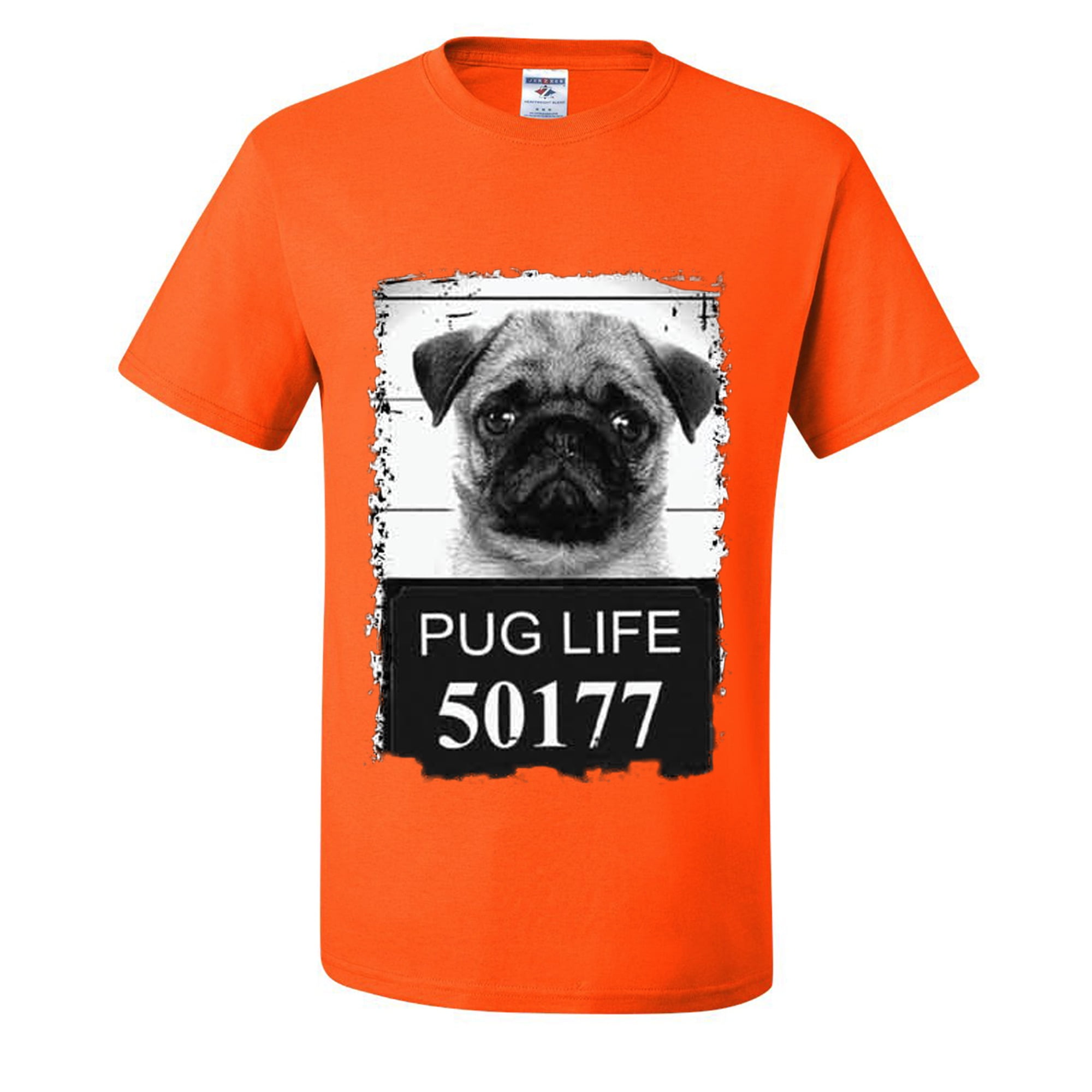 Pug Life Mugshot Dog Lover Funny Graphic Mens T-shirts , Orange, 2XL ...