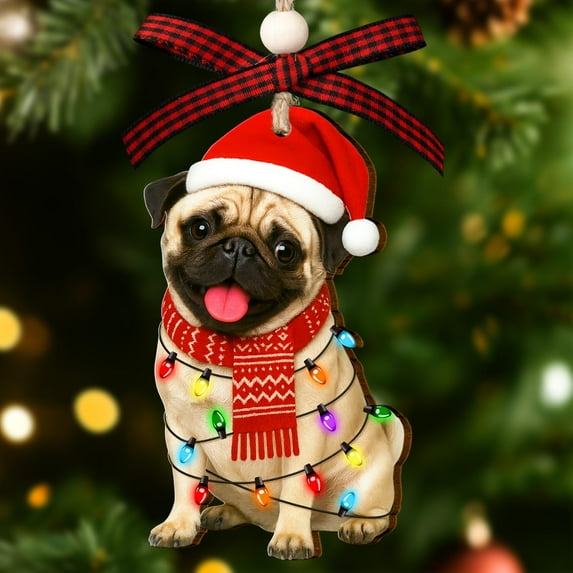 Pug Ornament - Pug Ornament for Christmas Tree 2025, Pugs Dog Xmas ...