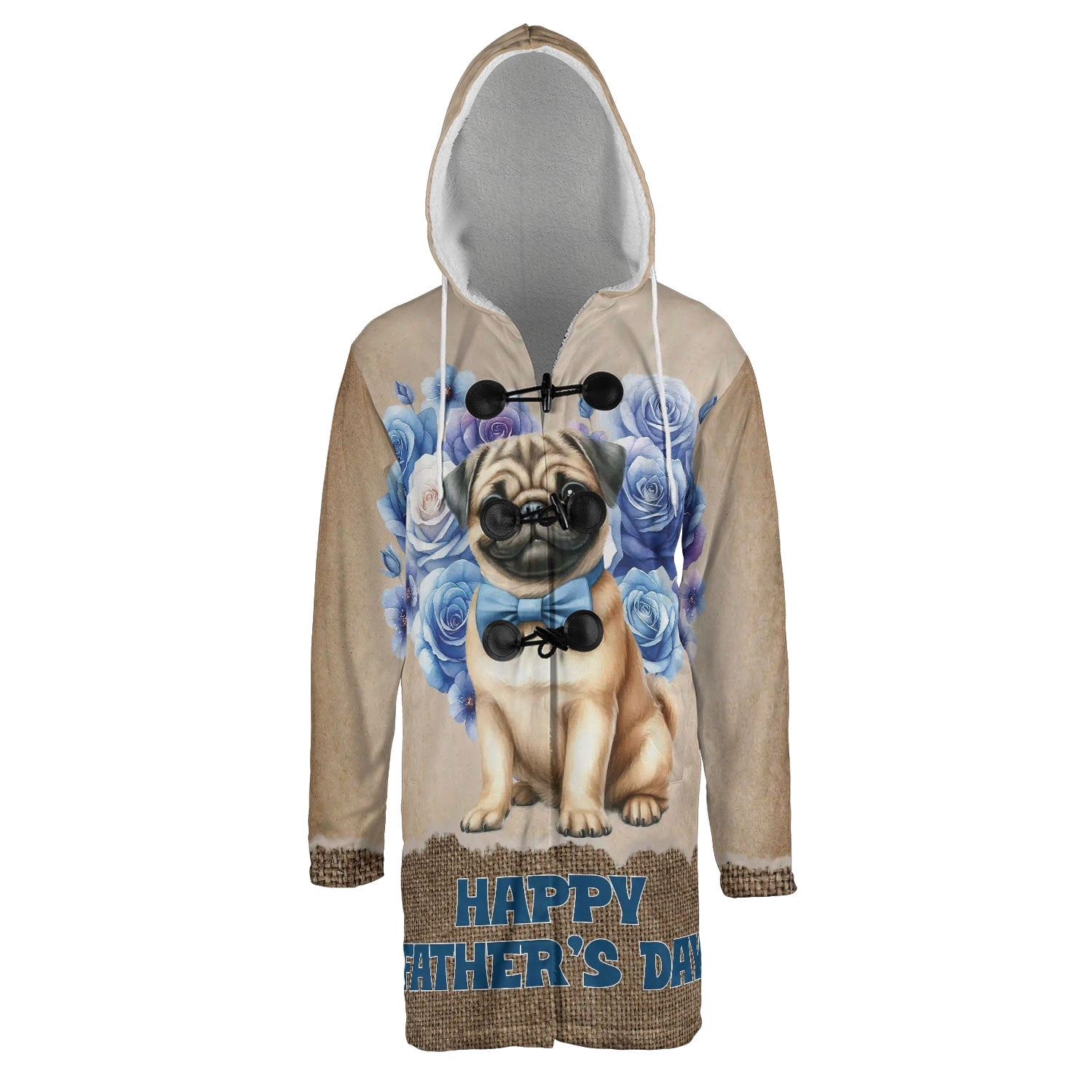 Pug Proud Dad Happy Father's Day All Over Print 3D Hooded Duffle Toggle ...