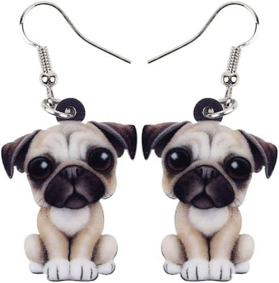 Pug Puppy Dog Dangle Earring Drop Earrings Acrylic Cute Dog Puppy Pet ...