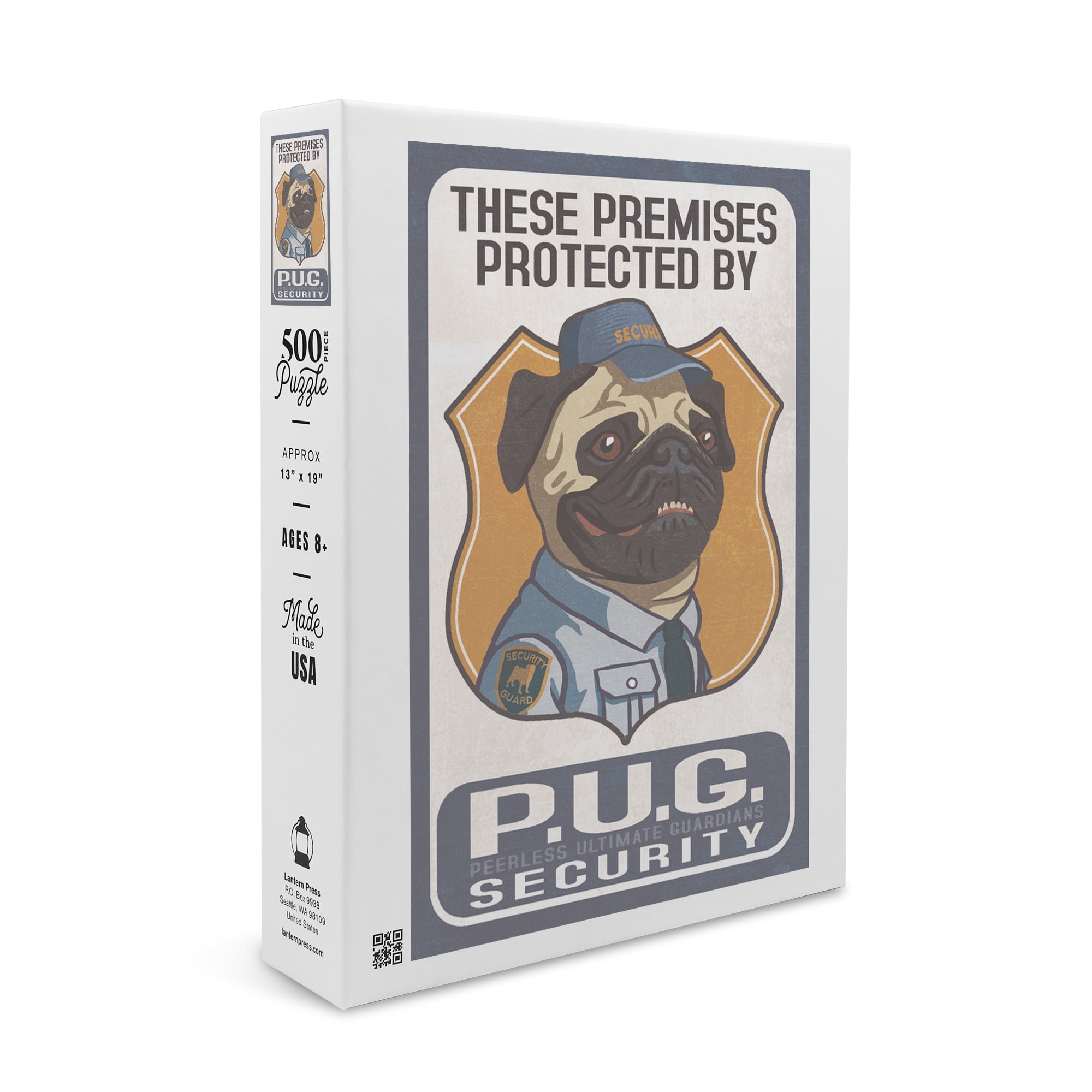 Pug Security, Dog Sign (19x27 inches, Premium 500 Piece Jigsaw Puzzle ...