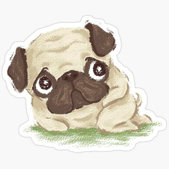 Pug Shy Sticker Phone Decal Water Bottle Stickers Car Decals, Laptop ...