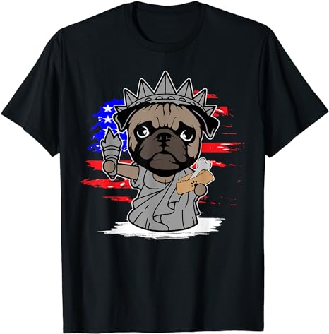 Pug Statue Of Liberty Memorial Day 4th of July Shirt - Walmart.com