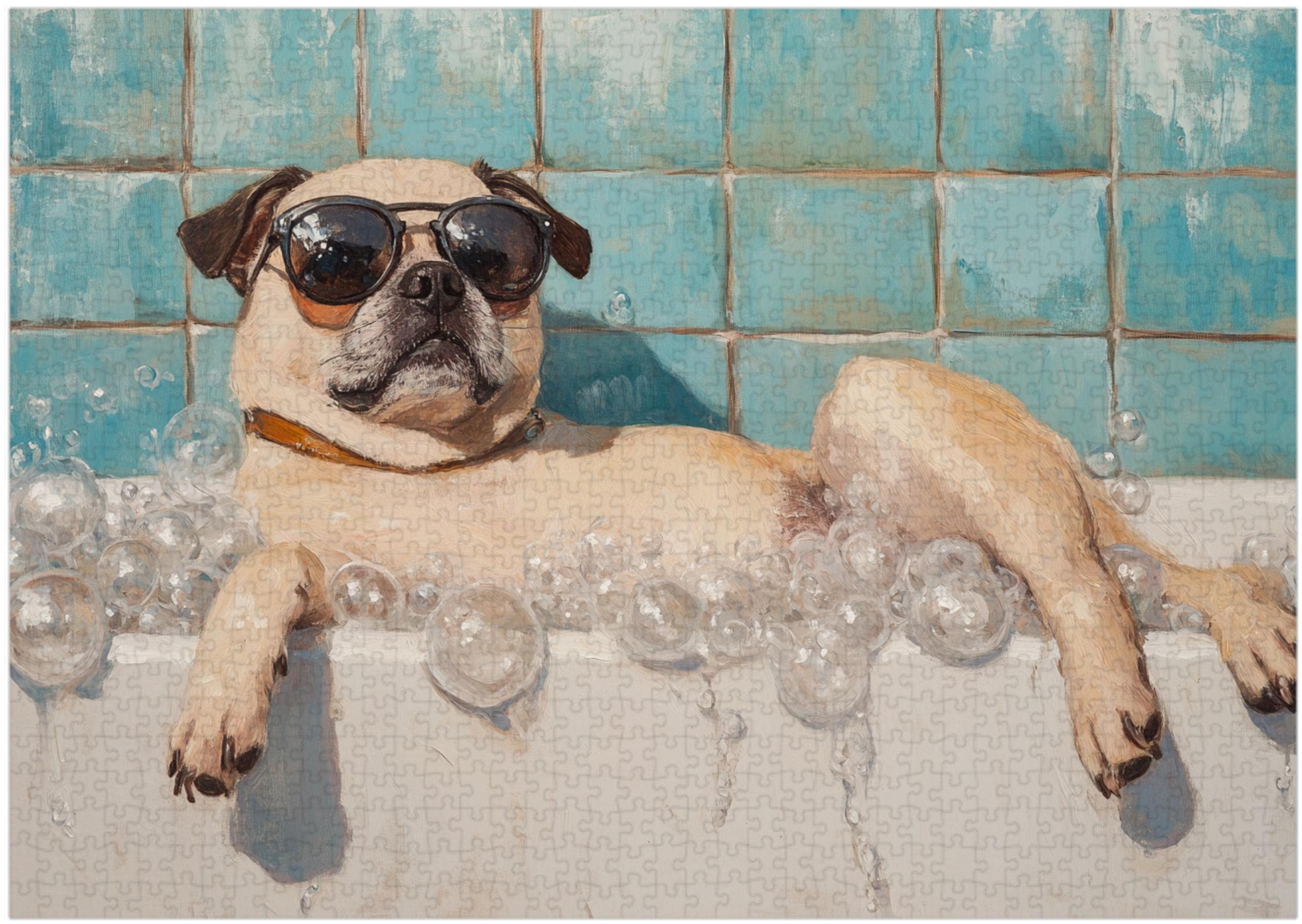 Pug Taking Bubble Bath Jigsaw Puzzle 1000 Pieces for Adults - Pug on a ...