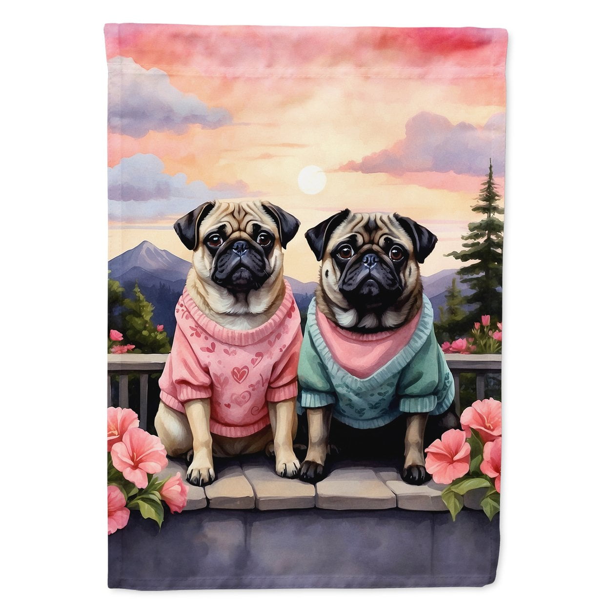Pug Two Hearts House Flag 28 in x 40 in - Walmart.com