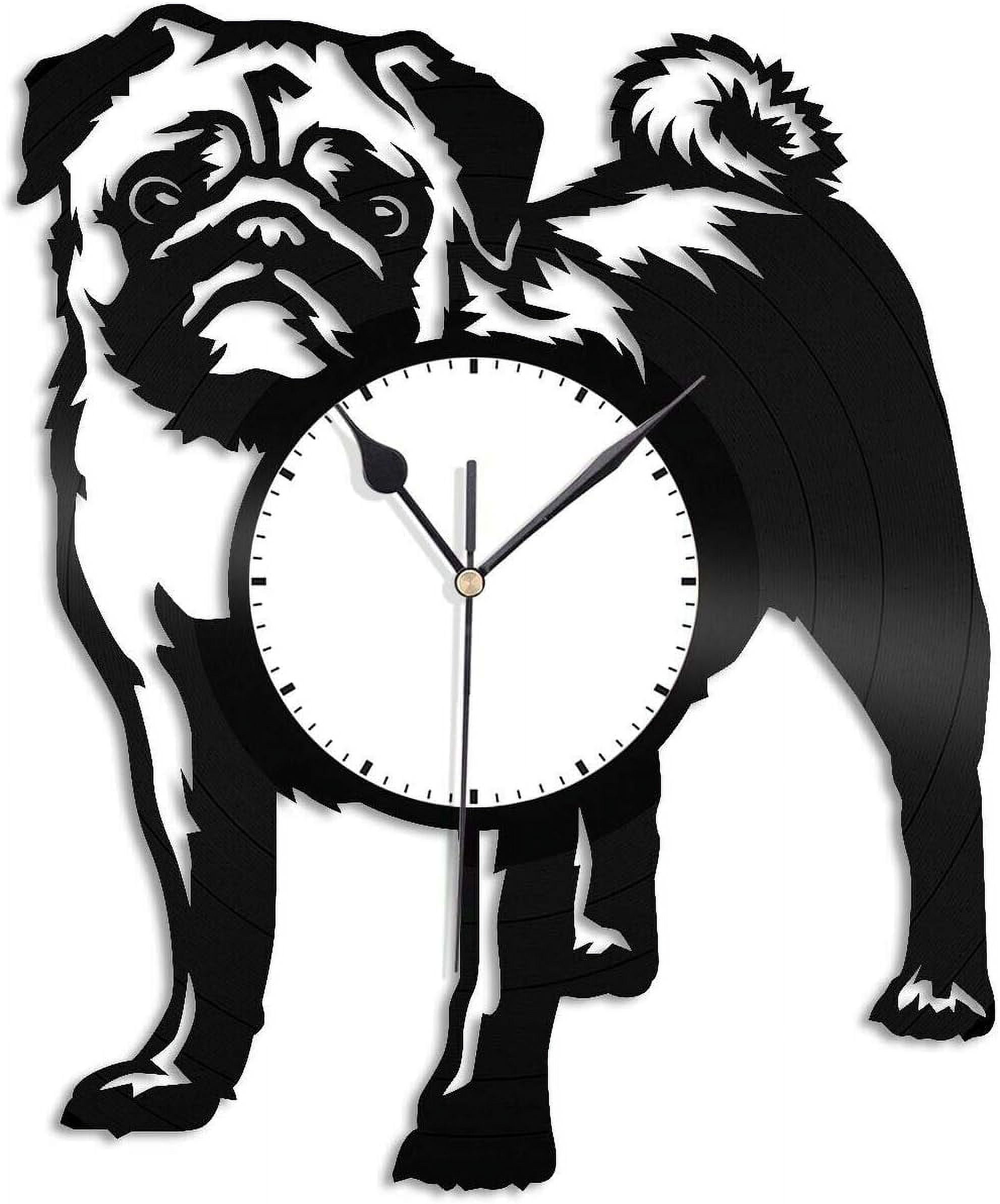 Pug Vinyl Wall Clock,Vinyl Record Clock Wall Art Unique Room ...