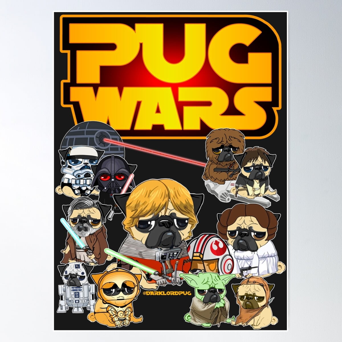Pug Wars Poster Wall Art, Modern Wall Decor For Living Room Bedroom ...
