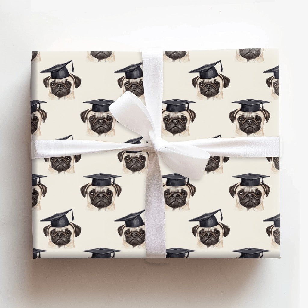 Pug Wearing Graduation Cap Mortarboard Gift Wrapping Paper - Walmart.com